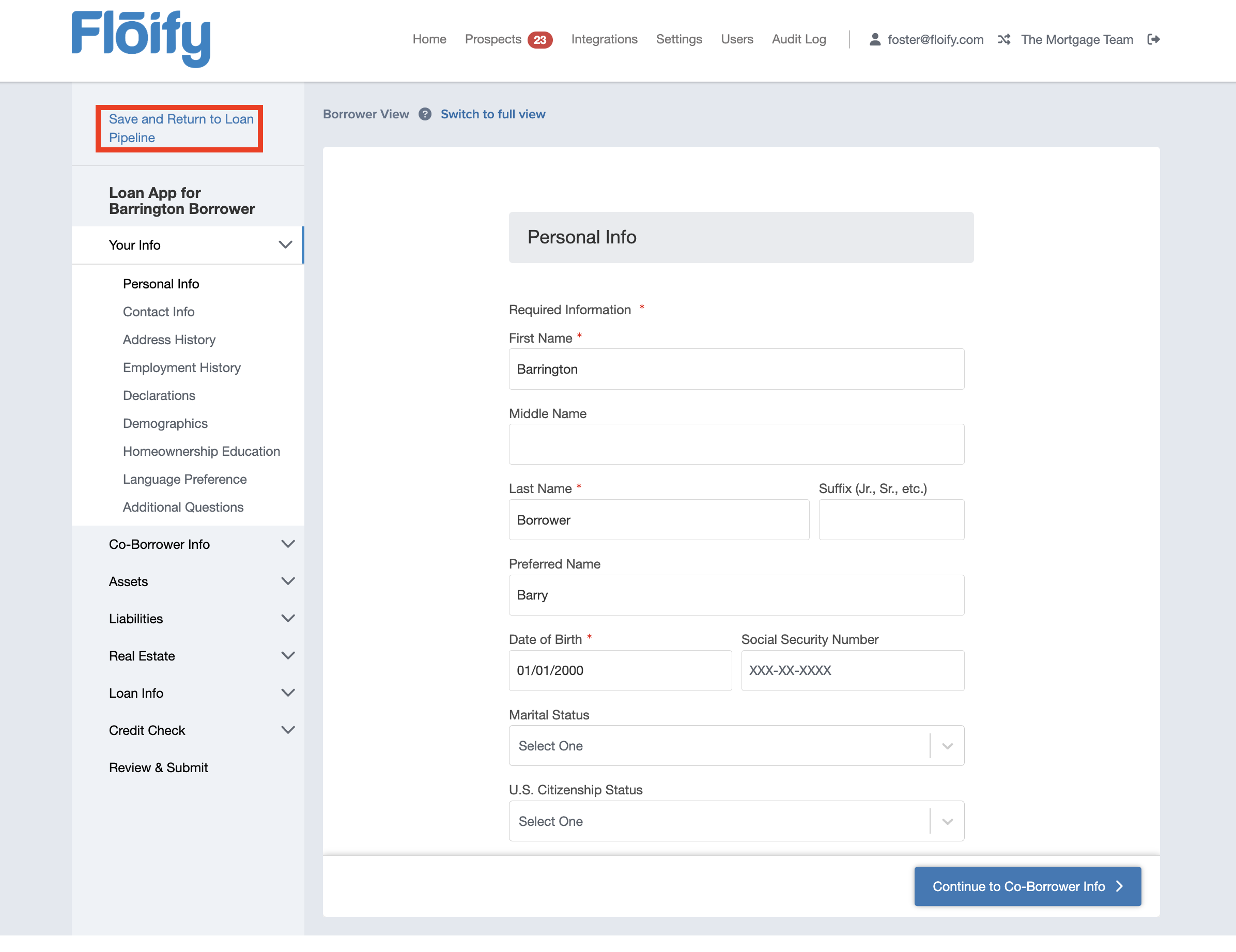 Continuing to Edit the 1003 Application – Floify Help Center
