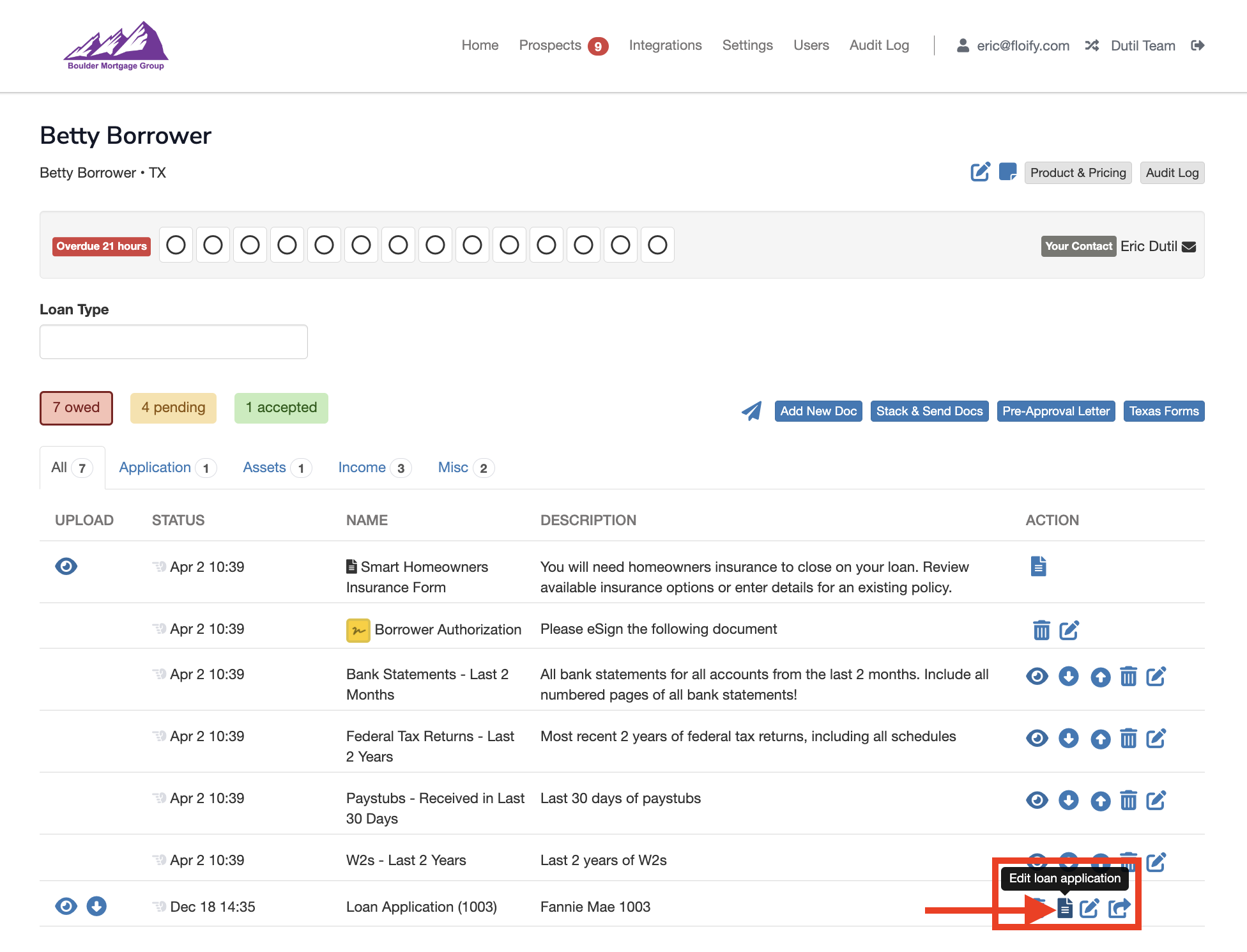 Switch to the Full View Mode of the Borrower's Application – Floify Help Center